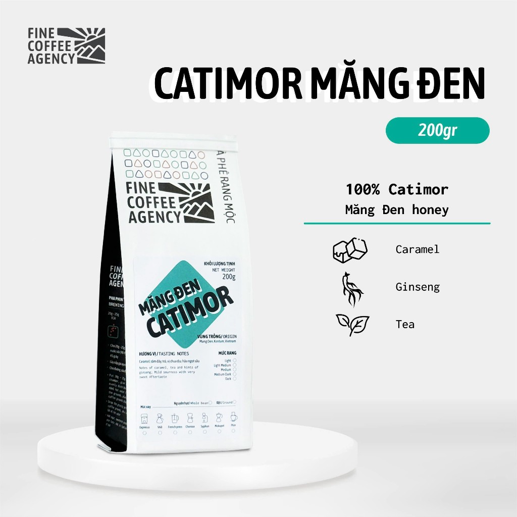 Fine Coffee Agency Măng Đen Arabica コーヒー 200g 特別な風味、ノンコレステロール、無糖 Fine ...