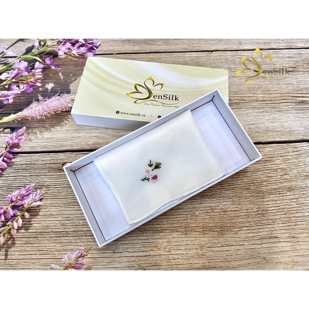 SenSilk ハンカチ 白色 花柄の刺繍あり 35cm×35cmの通販・個人輸入代行販売商品 - vietnam porter