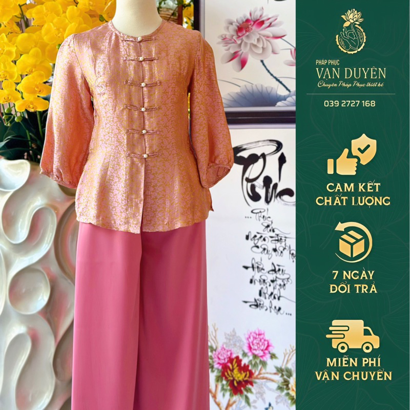 ヴァンズエン シルク 仏教服 花柄ピンク S-XXL Phap Phucの通販・個人輸入代行販売商品 - vietnam porter